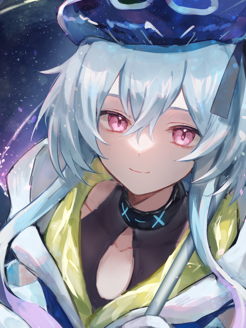 Safebooru - 1boy absurdres arknights bangs black shirt blue headwear collarbone covered ...