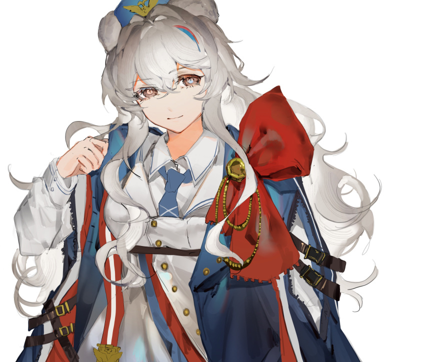 Safebooru - 1girl animal ears arknights bear ears blue coat blue eyes blue hair blue headwear ...