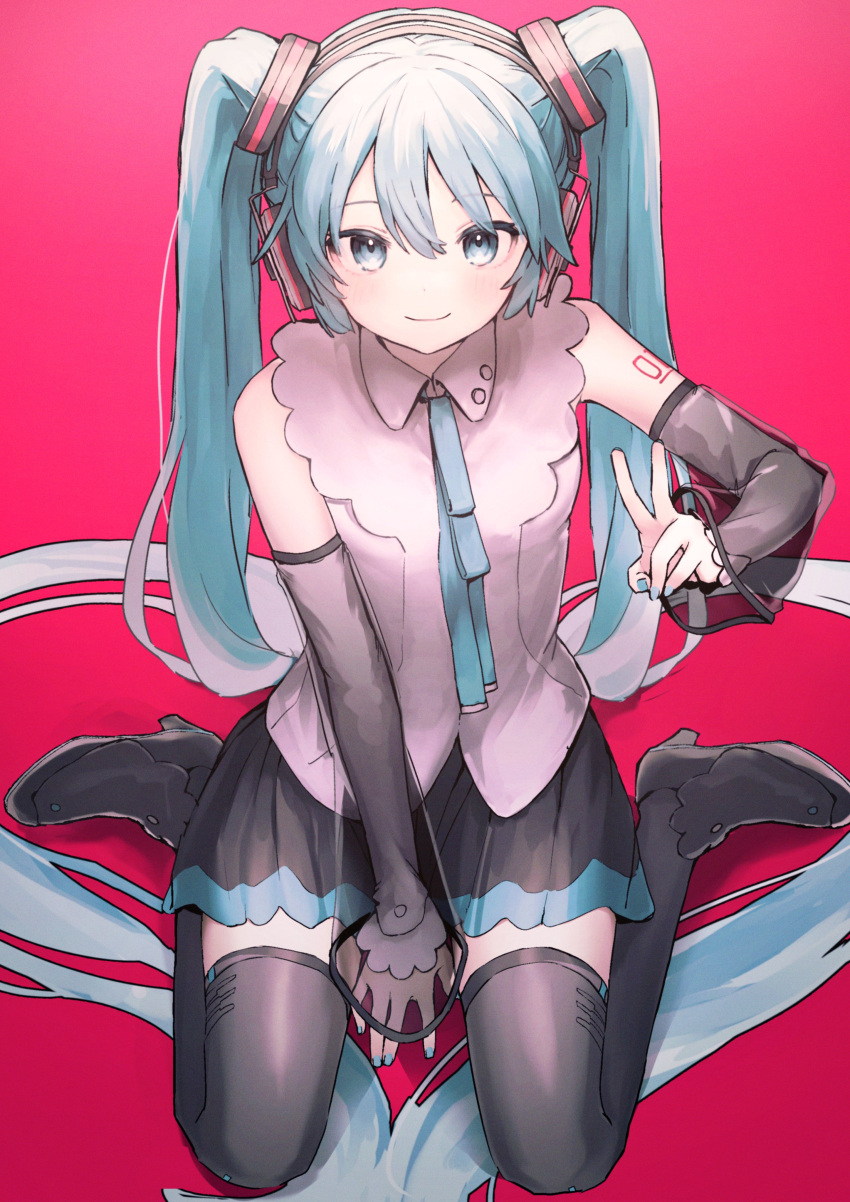 Safebooru - 1girl absurdres aqua eyes aqua hair detached sleeves hatsune miku hatsune miku (nt ...