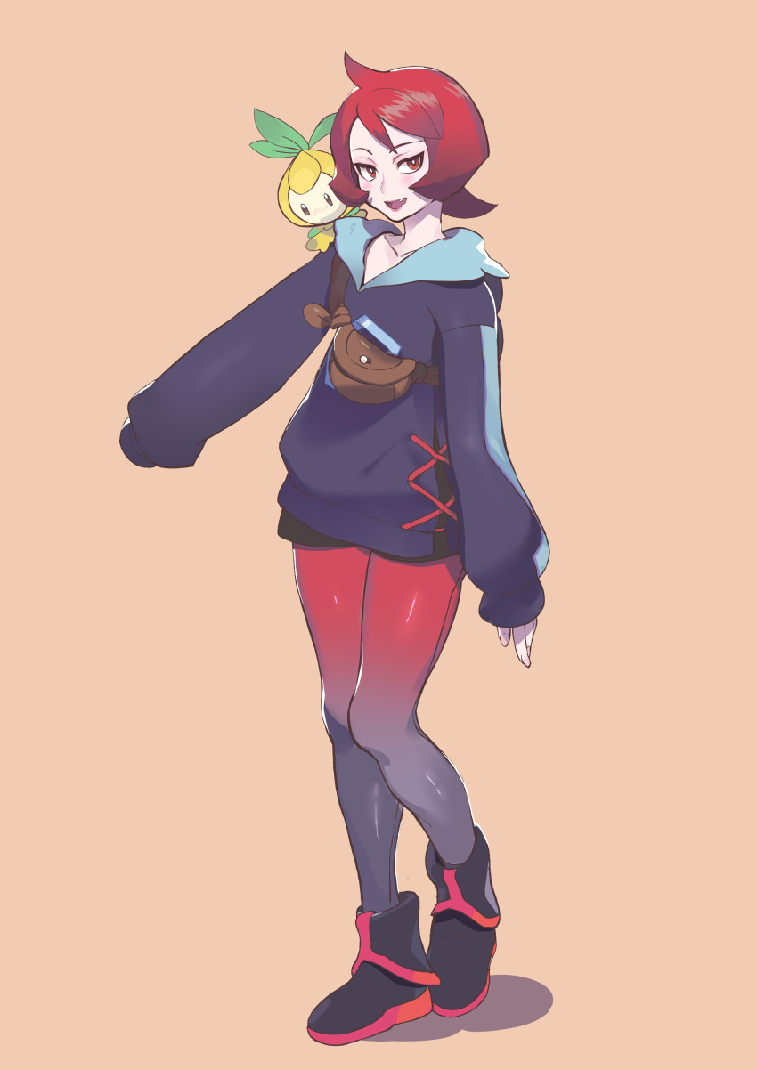 Safebooru - 1girl absurdres arezu (pokemon) bangs black footwear black shorts boots commentary ...