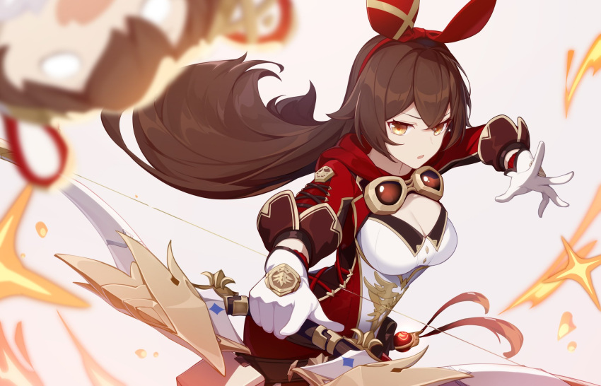 Safebooru - 1girl amber (genshin impact) bangs baron bunny (genshin impact) bow breasts brown ...
