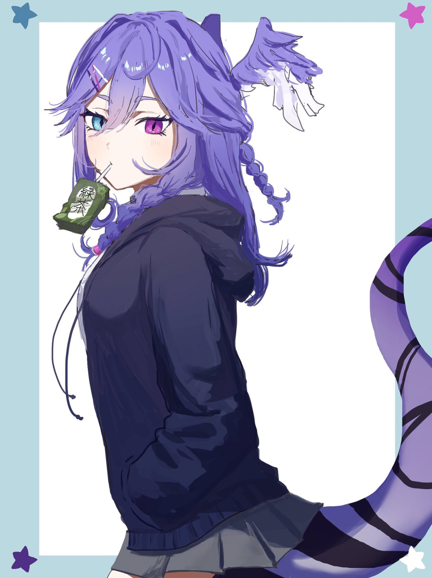 Safebooru - black sweater blue eyes braid dragon girl head wings heterochromia highres medium ...
