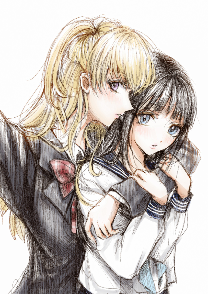 Safebooru - 2girls absurdres akebi-chan no serafuku akebi komichi black ...