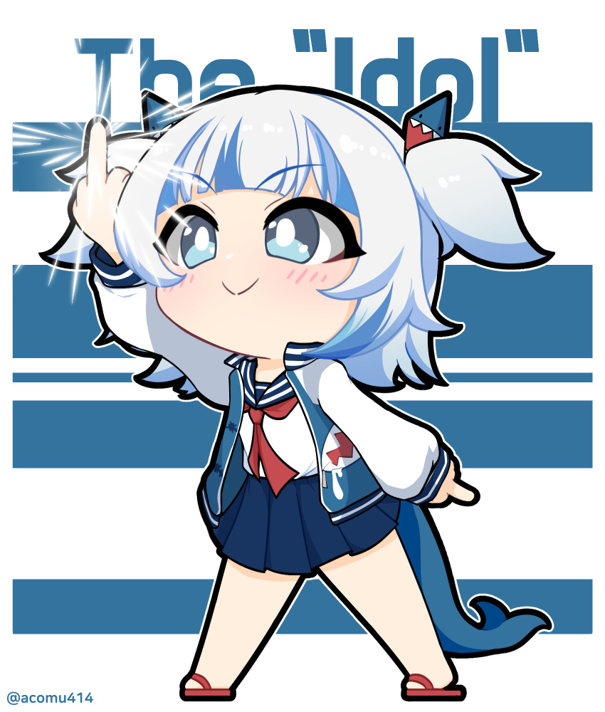 Safebooru - 1girl acomu414 blue eyes blue hair fish tail gawr gura ...