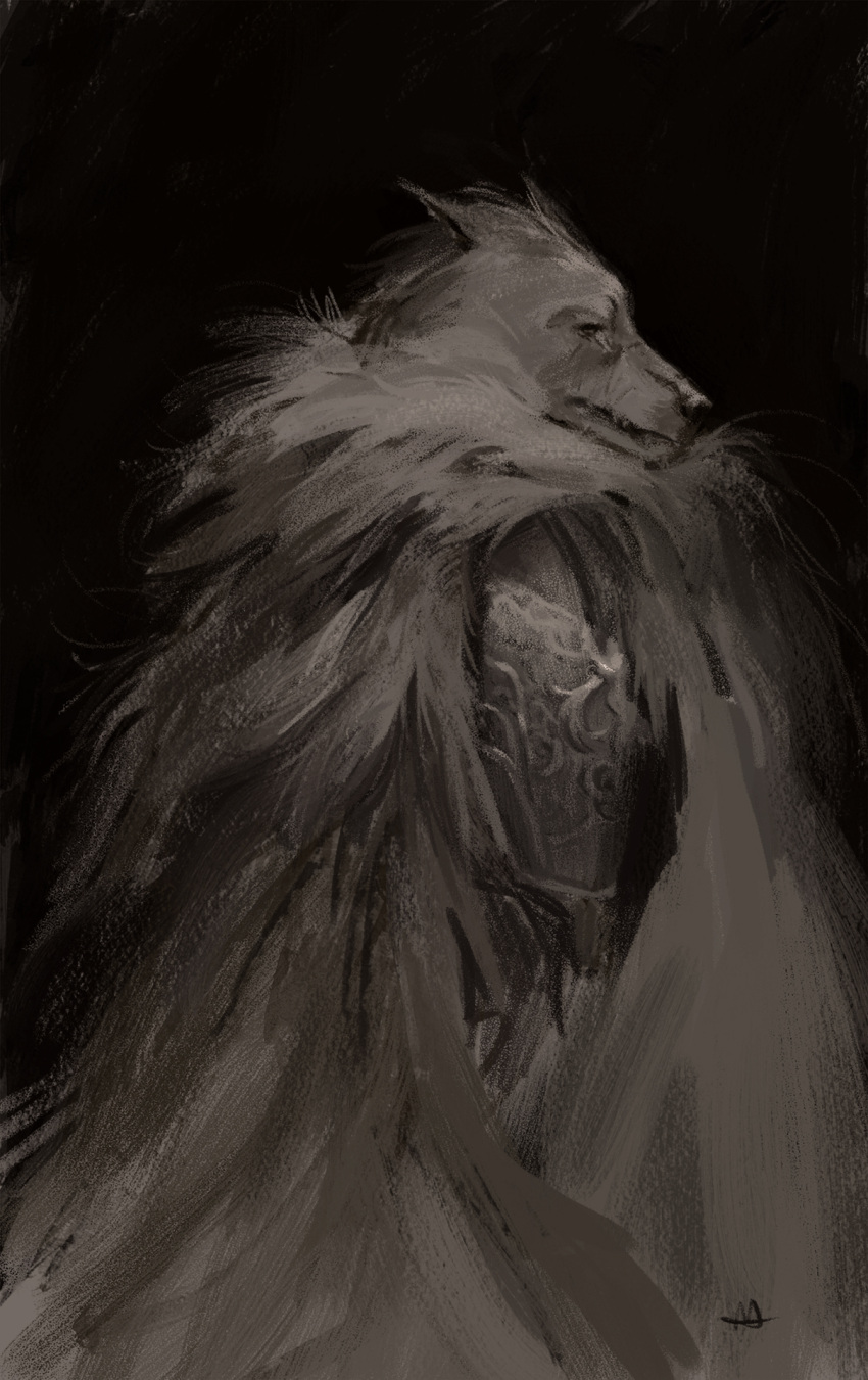 Safebooru - 1boy alexandria neonakis animal head armor black background ...