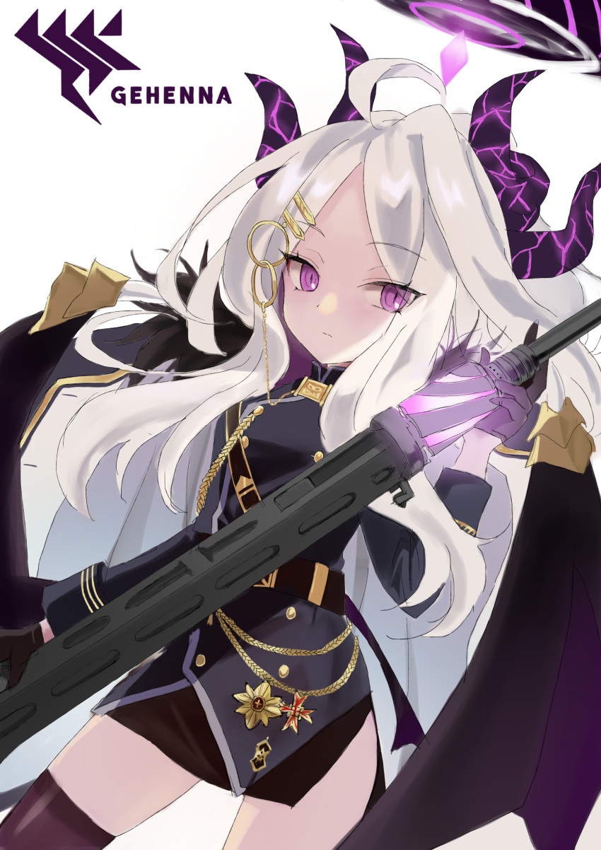 Safebooru - 1girl absurdres ahoge bangs belt black belt black gloves black legwear black skirt ...