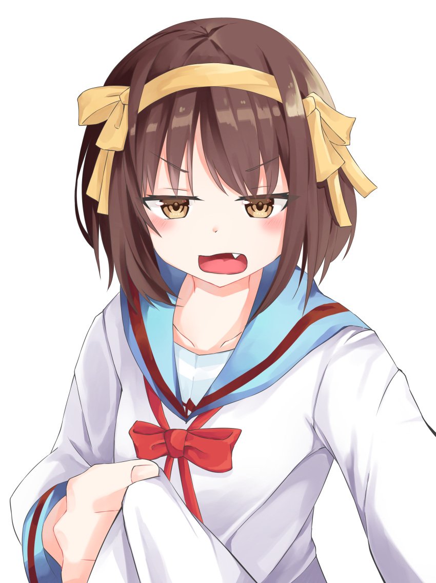 Safebooru - 1girl absurdres bangs blue sailor collar blue skirt blush brown eyes brown hair ...