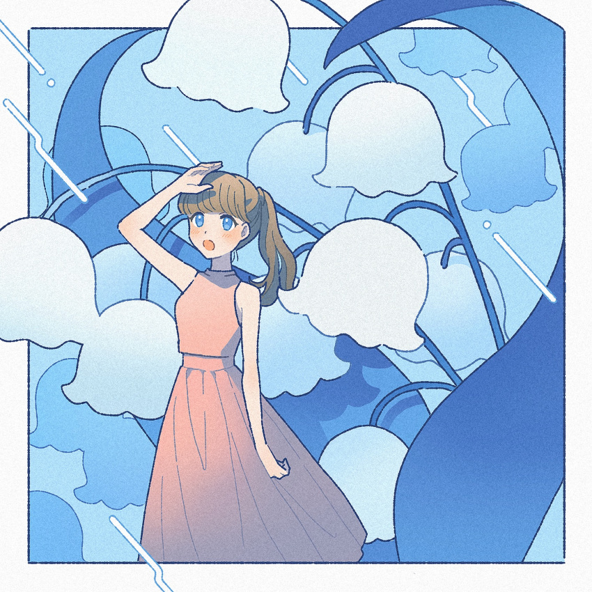 Safebooru 1girl Bangs Blue Background Blue Eyes Brown Hair Dress 5158