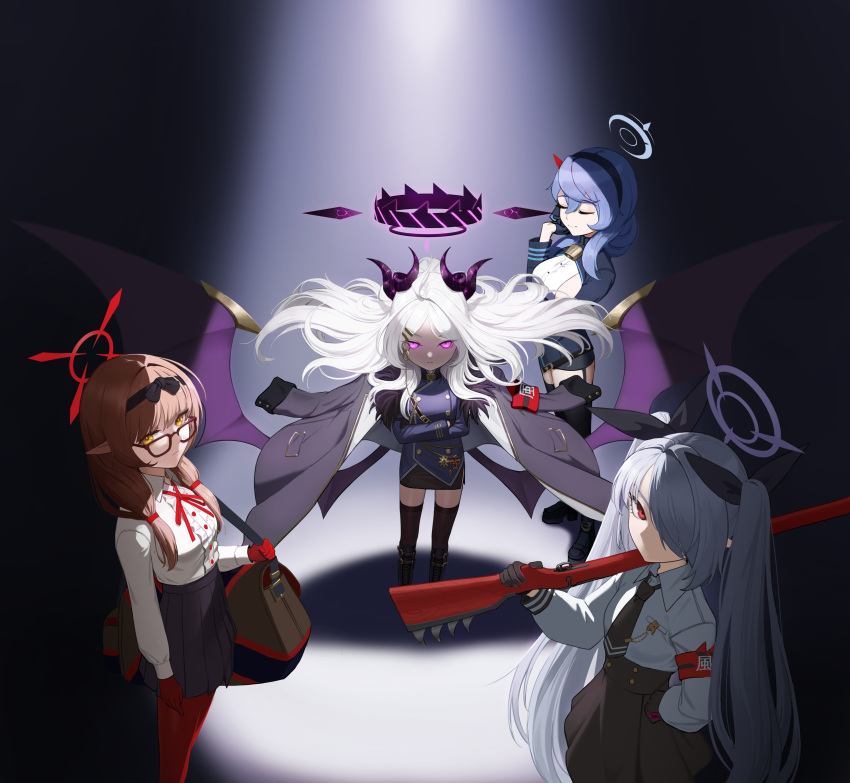 Safebooru - 4girls absurdres ako (blue archive) armband bag bangs black gloves black skirt blue ...