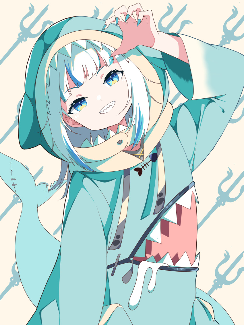Safebooru - 1girl absurdres ama ke-ya popai animal hood blue eyes blue hair fingernails fish ...