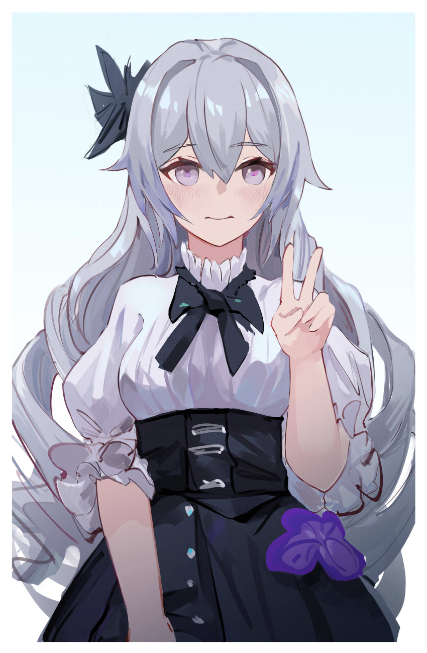 Safebooru - 1girl absurdres bangs black bow black bowtie black skirt bow bowtie bronya zaychik ...