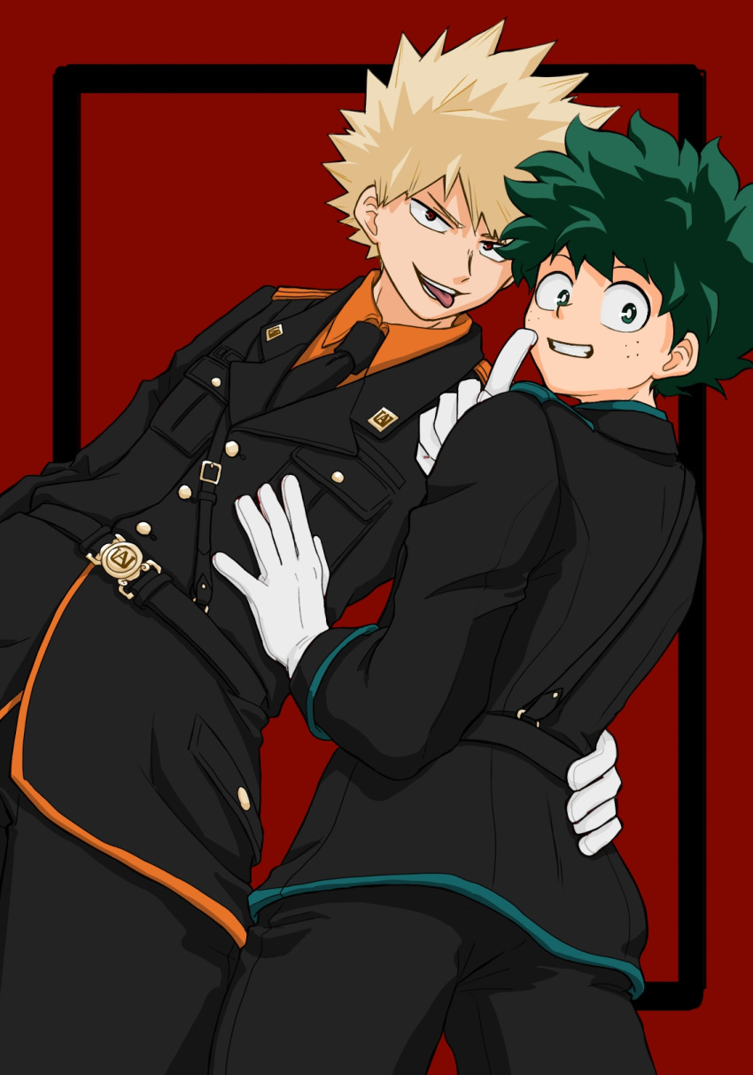 Safebooru - 2boys arm around waist bakugou katsuki belt black belt ...
