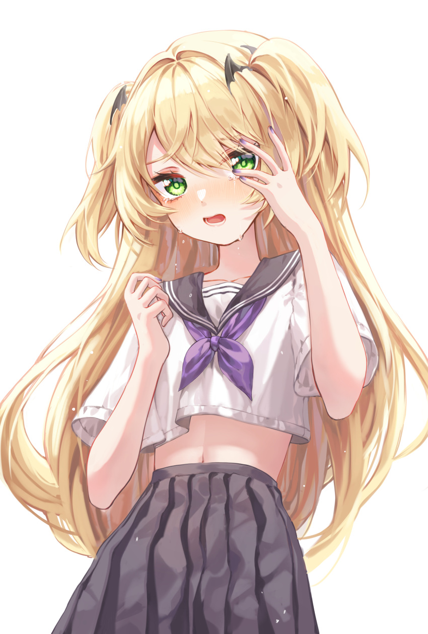 Safebooru - 1girl absurdres bangs black sailor collar black skirt blonde hair blush fischl ...