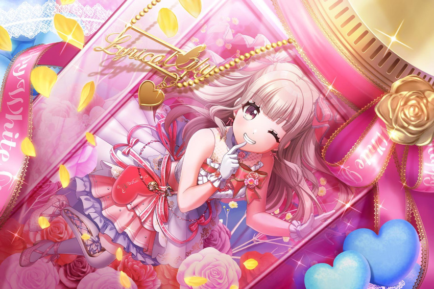 Safebooru - blush d4dj dress grey eyes grey hair long hair shiratori kurumi smile wink | 3946297