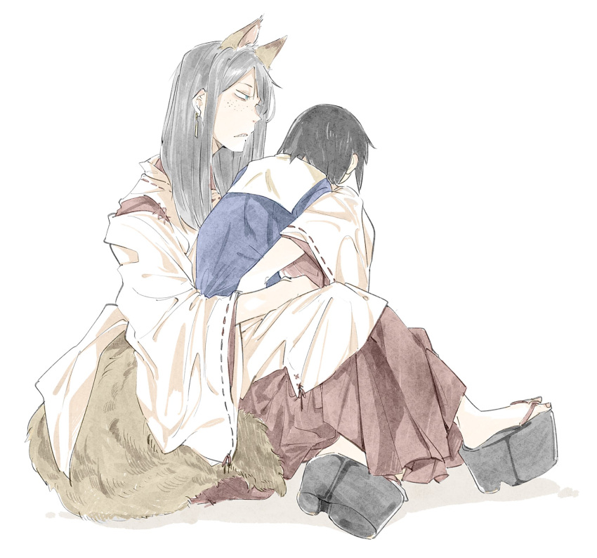 Safebooru - 2girls alternate costume animal ears asakusa midori bangs black hair clenched teeth ...