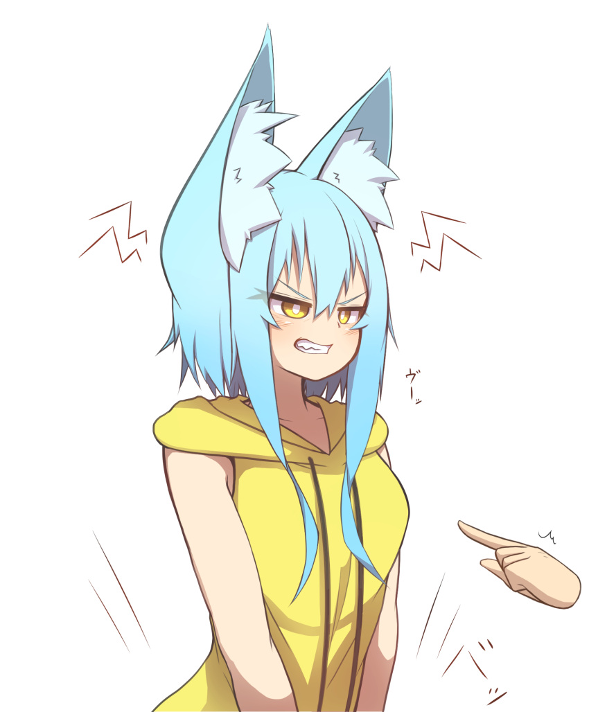 Safebooru - +++ 1girl 1other ^^^ animal ear fluff animal ears bangs blue hair blush breasts ...