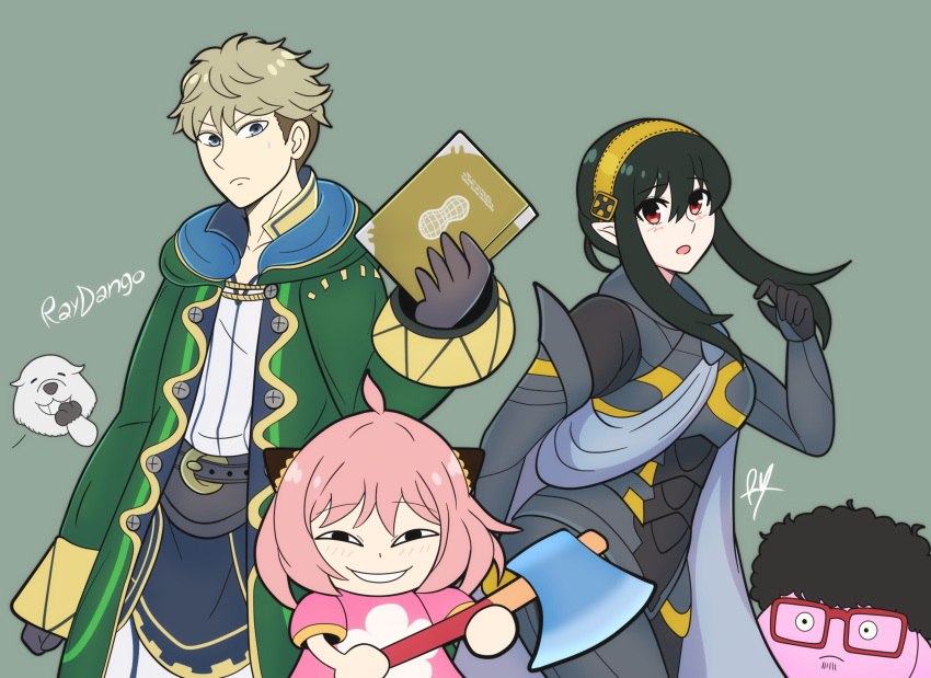 Safebooru - 2boys 2girls afro anya (spy x family) axe black hair blonde ...