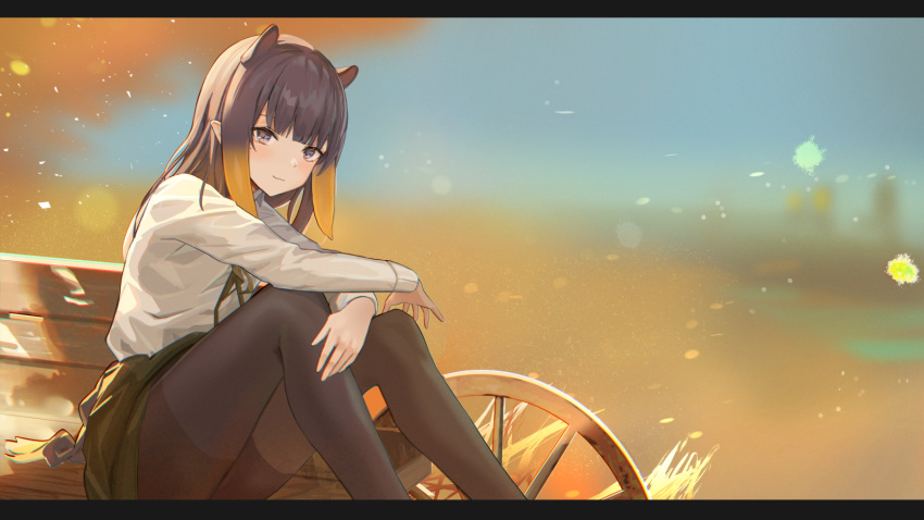 Safebooru - 1girl animal ears bangs black hair black legwear blunt bangs blush brown eyes closed ...