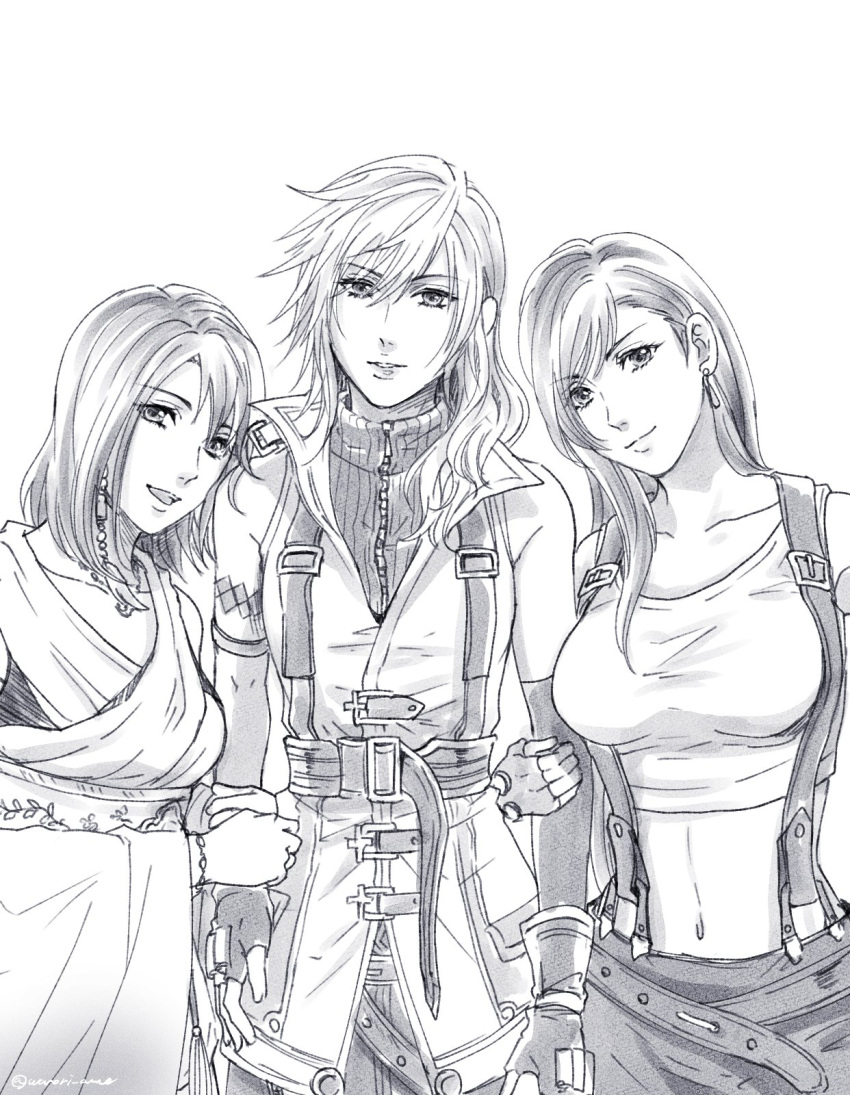 Safebooru - 3girls bare shoulders belt crop top detached sleeves ...