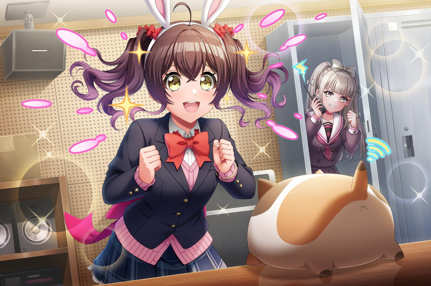 Safebooru - blush d4dj green eyes long hair ohnaruto muni purple hair school uniform smile ...