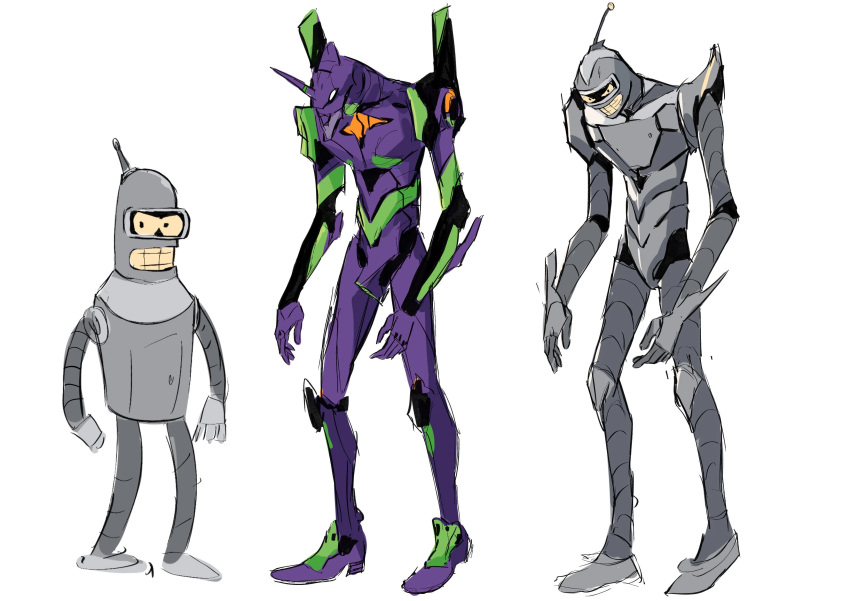 Safebooru - absurdres animification bender bending rodriguez eva 01 futurama highres horns mecha ...