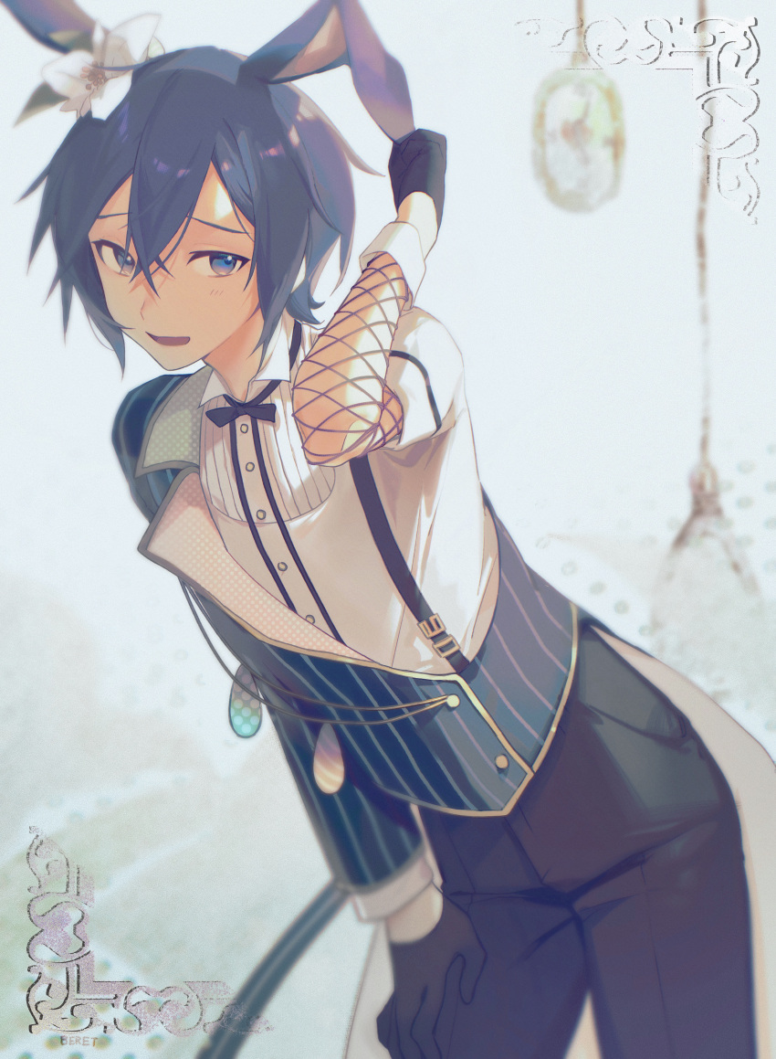 Safebooru - 1boy absurdres animal ears beileimao blue eyes blue hair ...