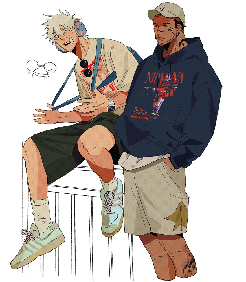 Safebooru - 2boys adidas alternate costume alternate skin color ...