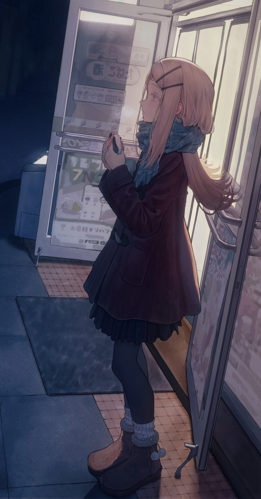 Safebooru - 1girl absurdres aqua scarf black pantyhose black skirt ...