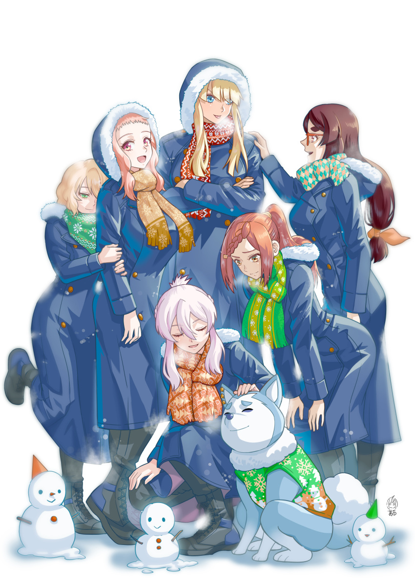 Safebooru - 6+girls absurdres becky montanari blonde hair blue coat ...
