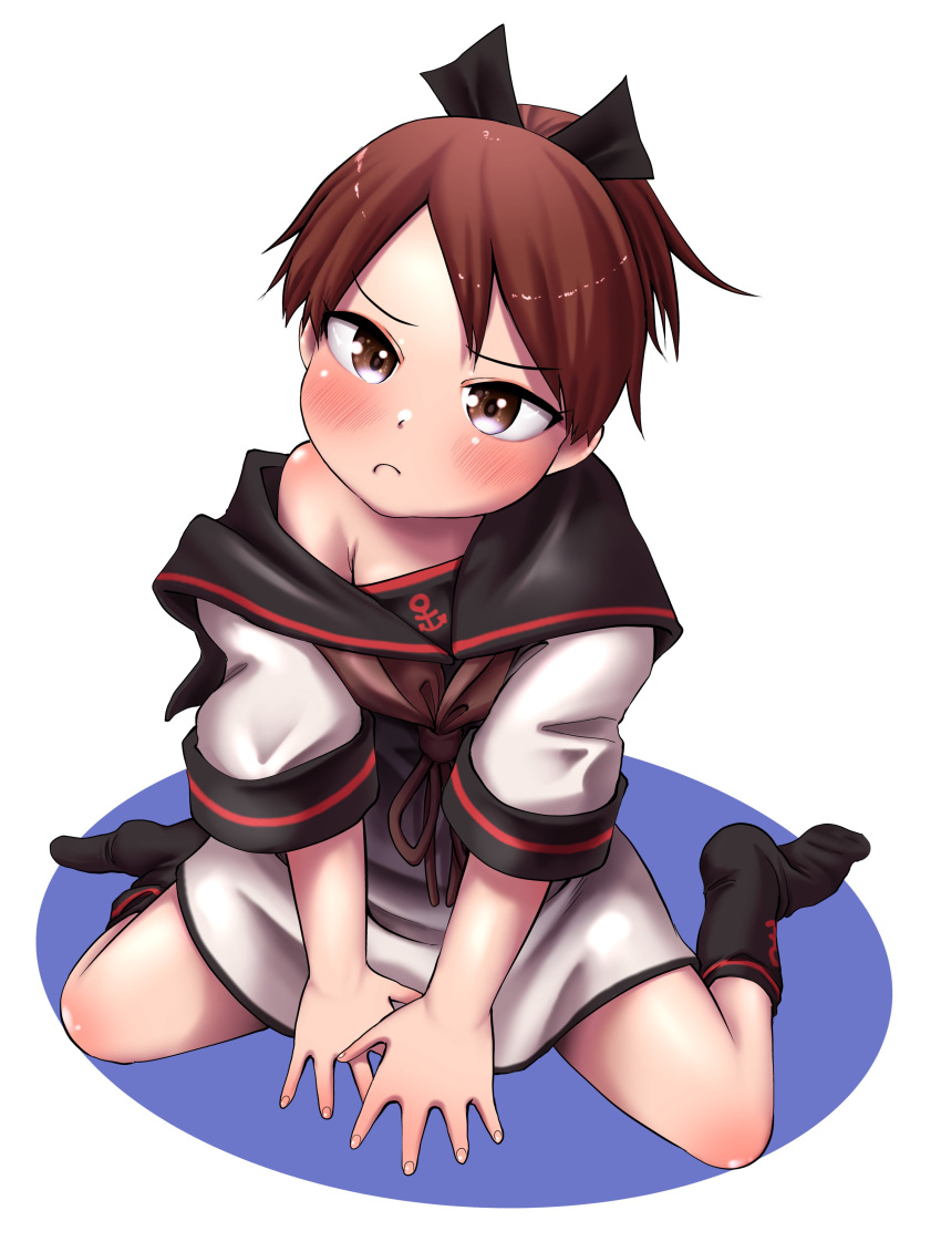 Safebooru - 1girl absurdres anchor symbol black legwear black ribbon black sailor collar brown ...