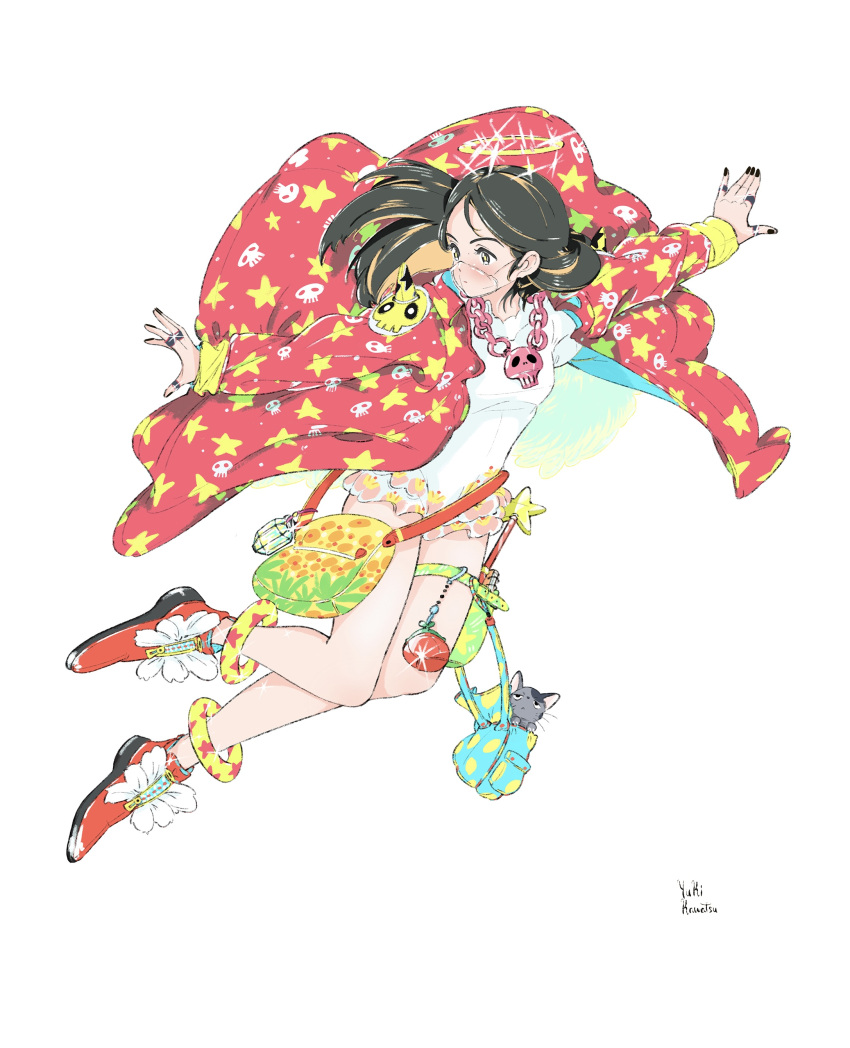 Safebooru - 1girl absurdres anklet artist name black eyes black hair black nails blush brown ...