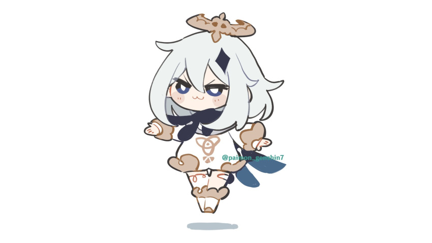 Safebooru - >:) 1girl :3 asymmetrical legwear black scarf blue eyes ...