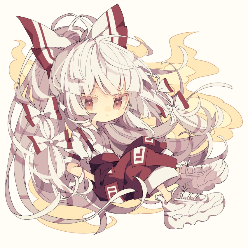 Safebooru - 1girl bangs boots bow chibi fujiwara no mokou full body ...