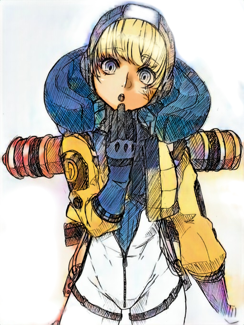 Safebooru - 1girl :o absurdres apex legends bangs blonde hair blue bodysuit blue eyes blue ...