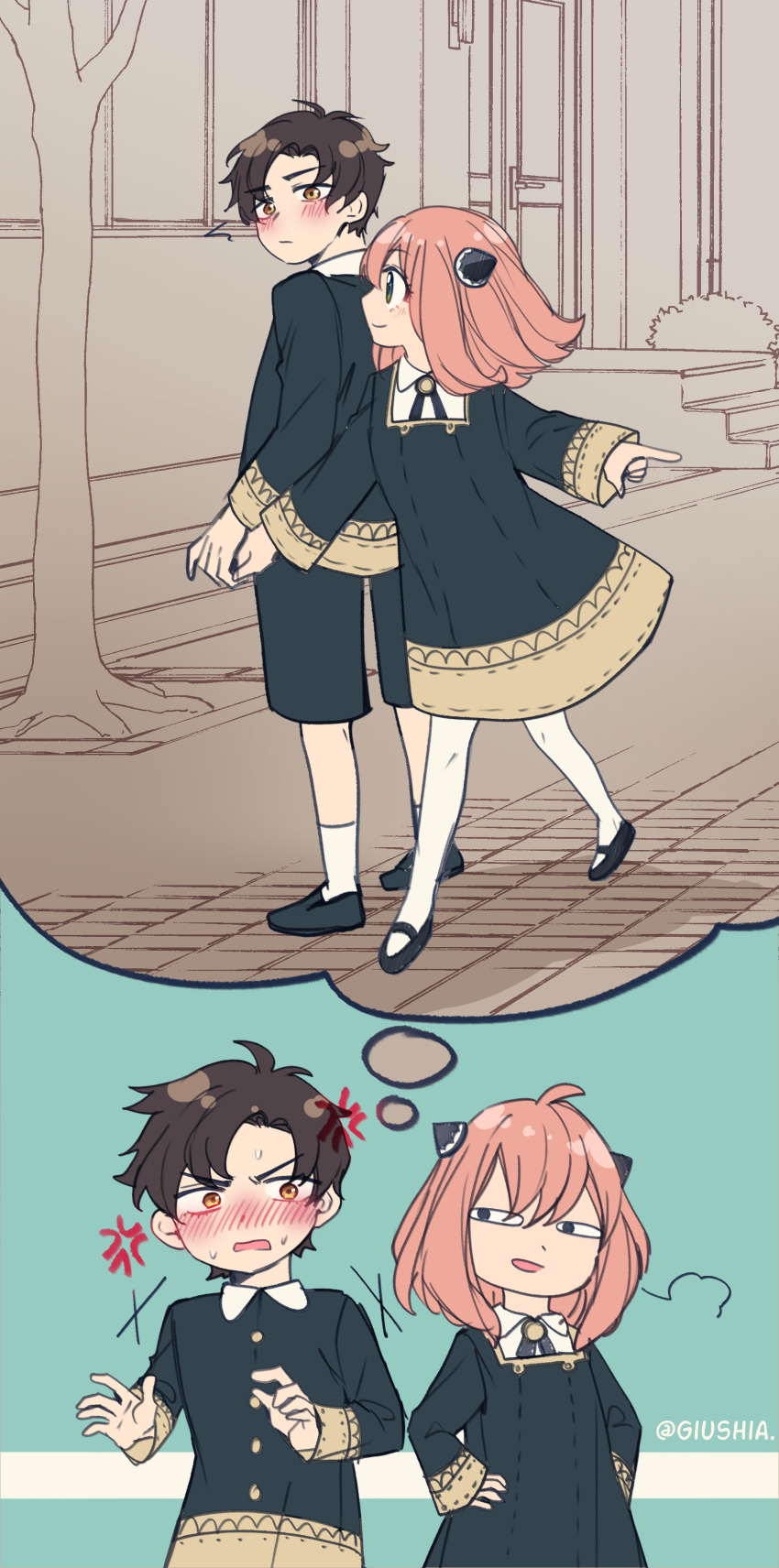 Safebooru - 1boy 1girl :/ absurdres ahoge anger vein anya's heh face (meme) anya (spy x family ...