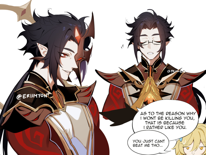 Safebooru - 1boy 1girl abyss lector (genshin impact) armor black hair ...