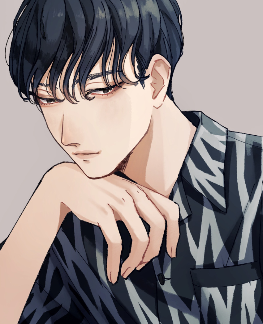 Safebooru - 1boy black eyes black hair breast pocket closed mouth ...