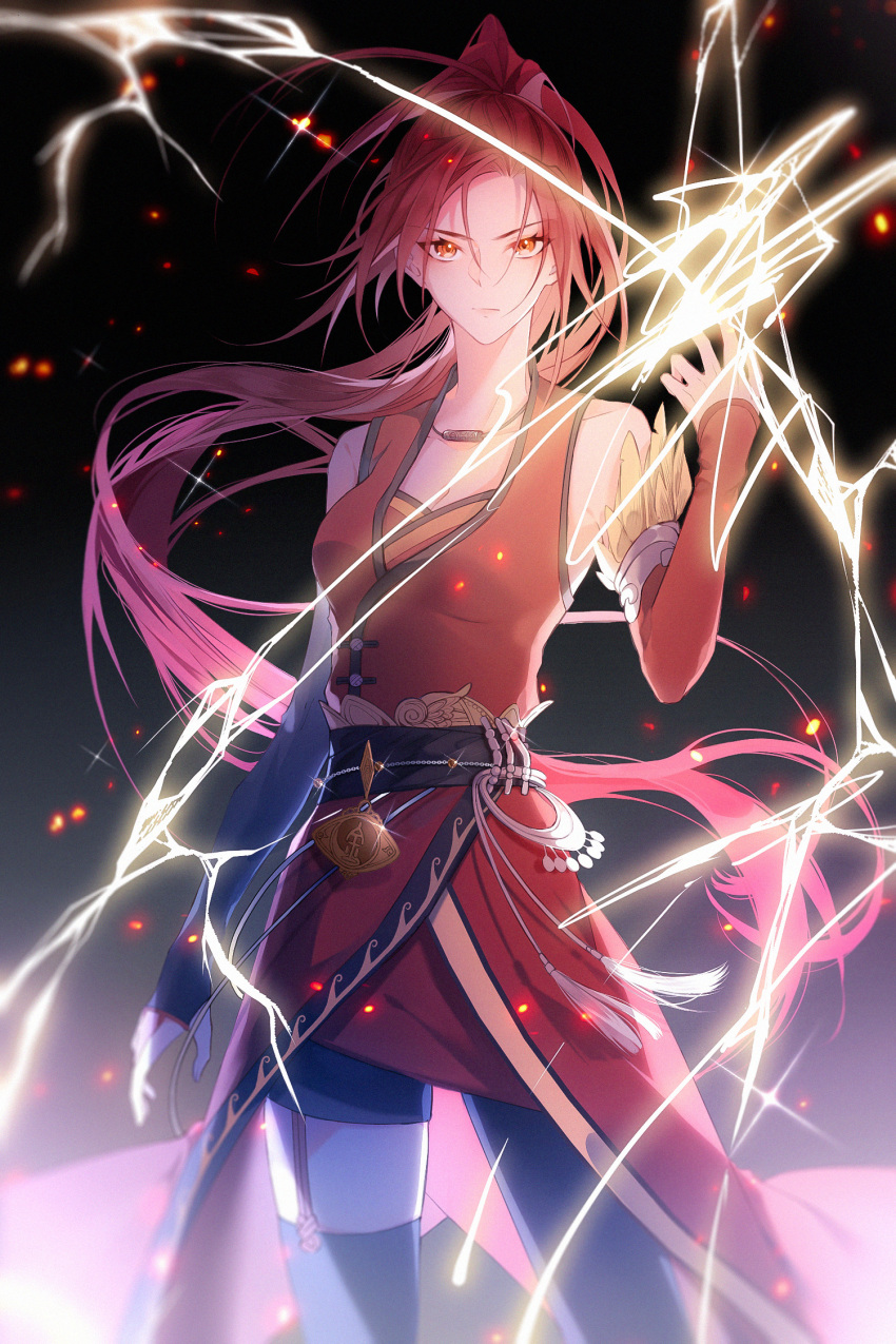 Safebooru - 1girl asymmetrical sleeves bi ting (xia lan) black ...