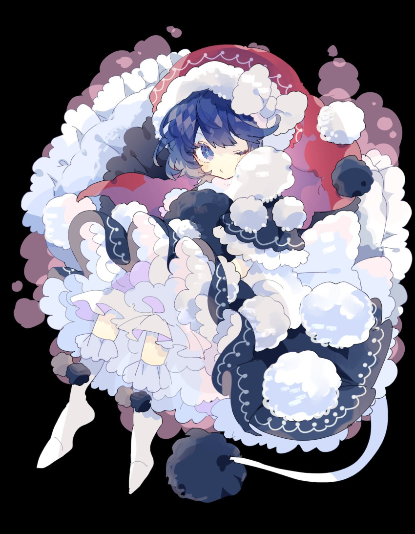 Safebooru - 1girl bangs black capelet black dress blue eyes blue hair capelet doremy sweet dress ...