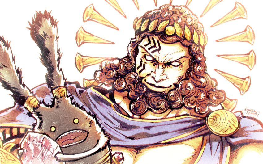 Safebooru - 1boy bare pectorals beard byregot (ffxiv) facial hair ...