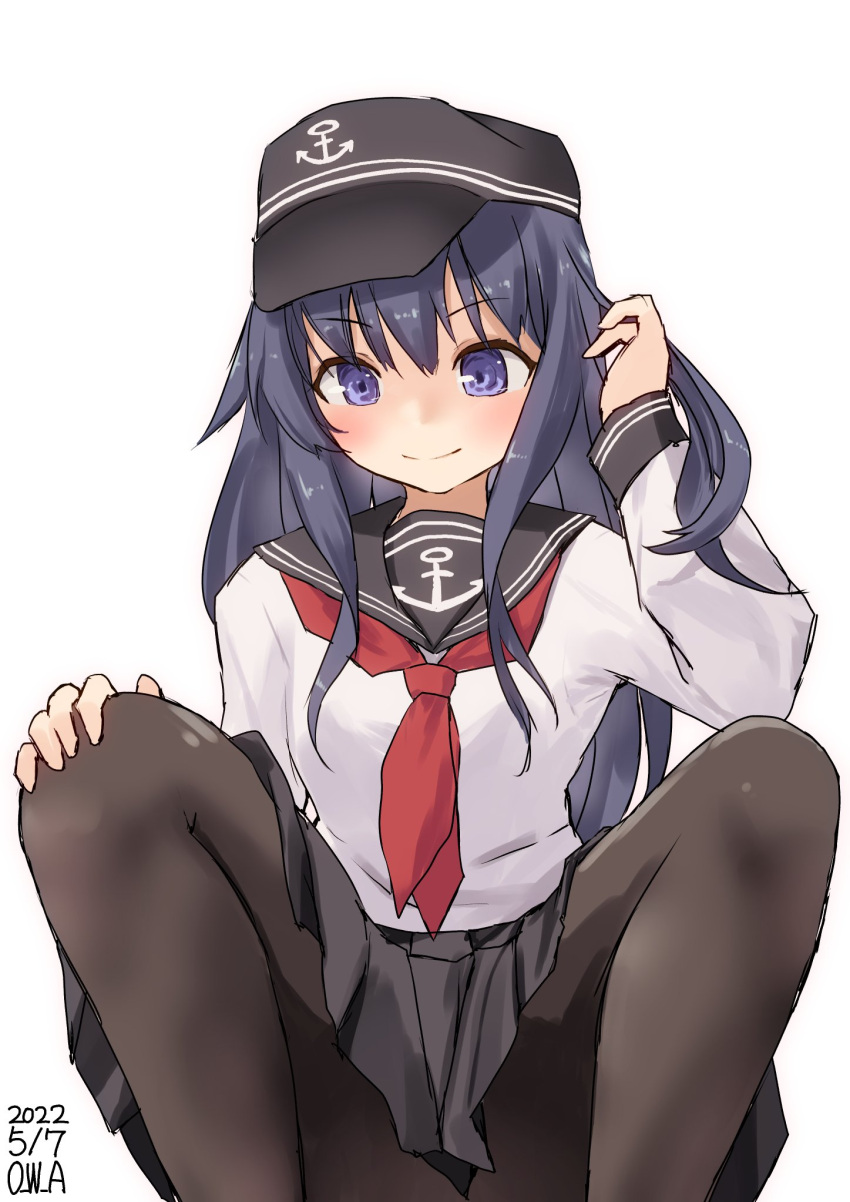 Safebooru - 1girl akatsuki (kancolle) anchor symbol artist name badge black hair black legwear ...