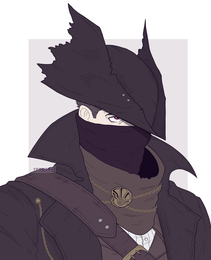 Safebooru - 1boy belt black coat black headwear bloodborne brown hair ...