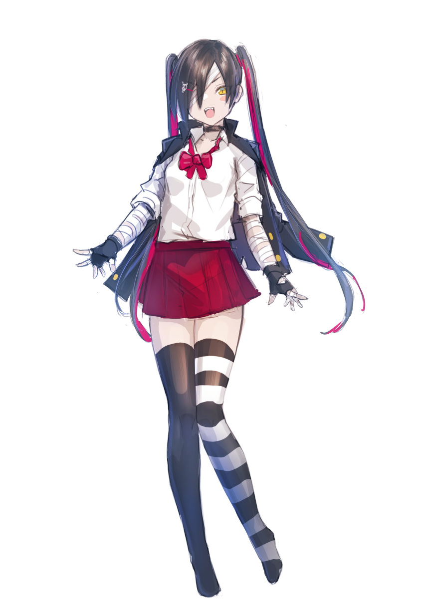 Safebooru - 1girl absurdres asymmetrical legwear bandage over one eye ...