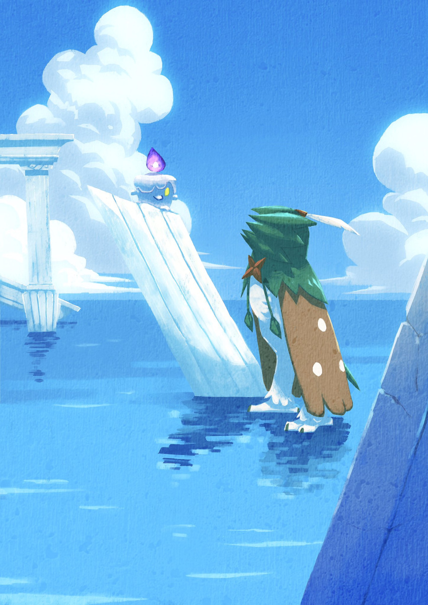 Safebooru - closed mouth clouds crack day decidueye fire flame highres ...