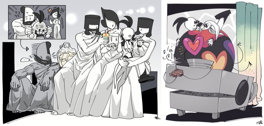 Safebooru - 5others aged down beamed eighth notes coat colored skin ...