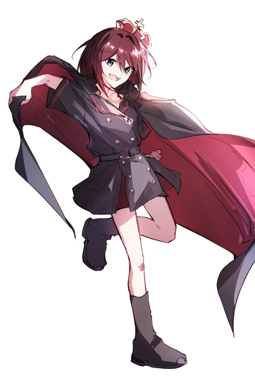 Safebooru - 1girl absurdres belt black belt black cape black footwear black skirt blue eyes ...