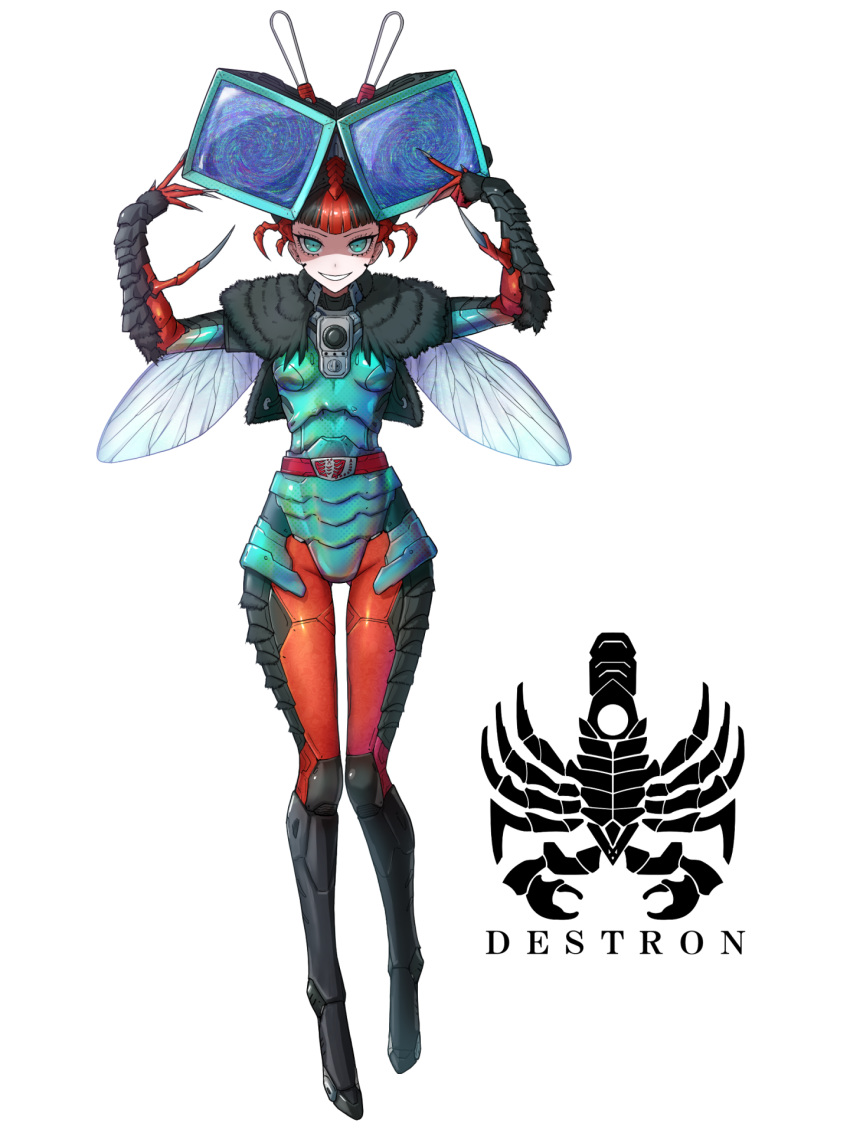 Safebooru - 1girl arms up arthropod girl belt belt buckle black hair blue eyes buckle commentary ...