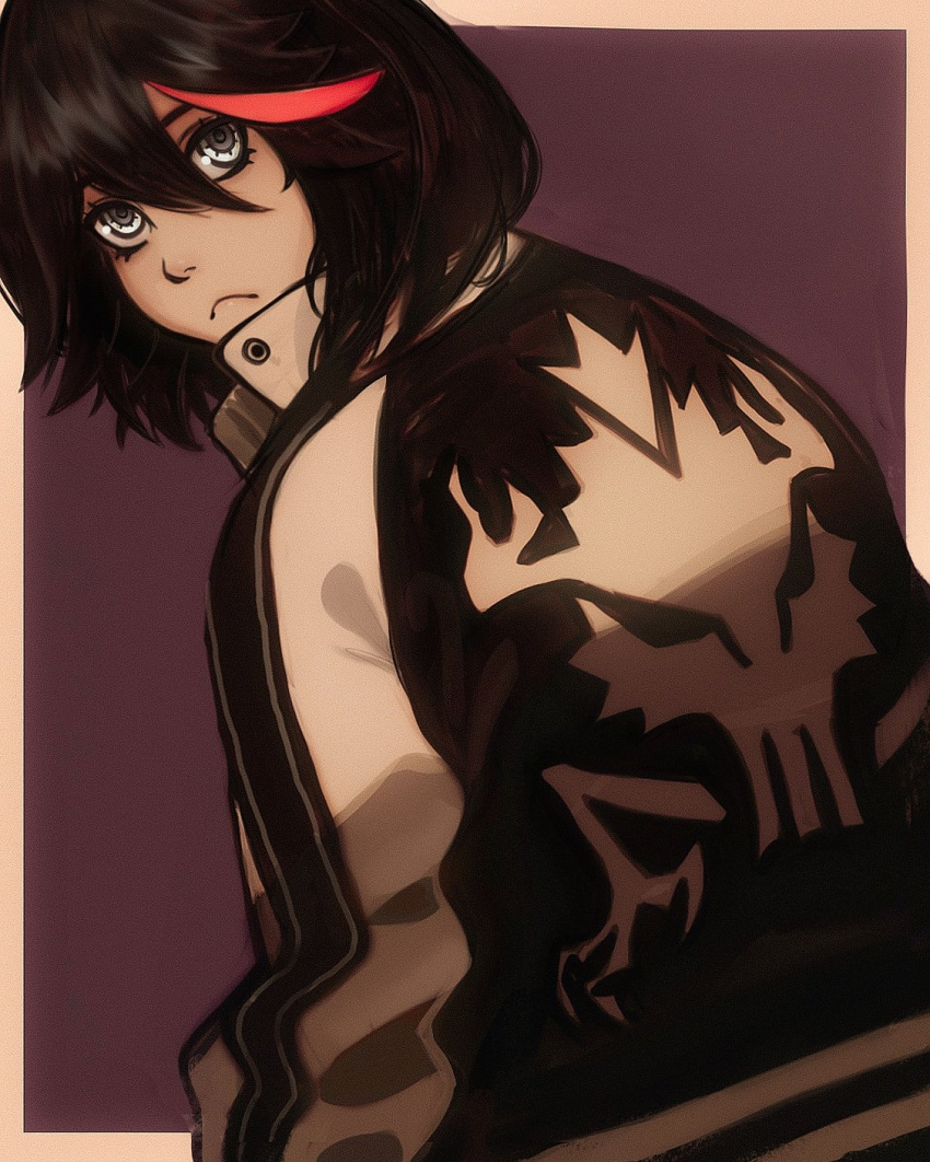 Safebooru - 1girl black hair chapinor highres jacket kill la kill ...