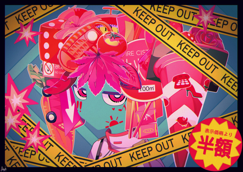 Safebooru 1girl Bird Black Border Border Car Carrot Caution Tape 5976
