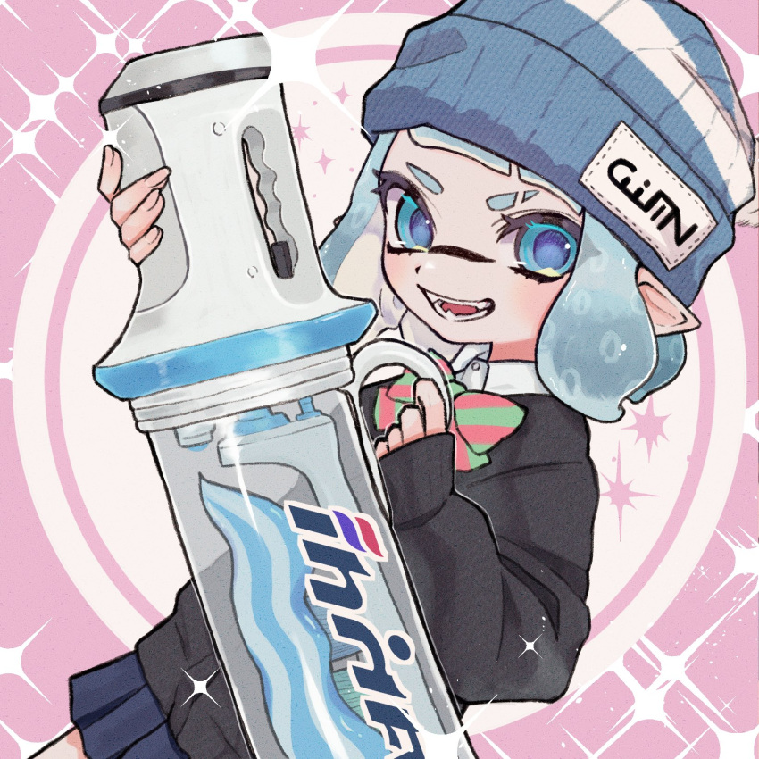 Safebooru - 1girl beanie blue eyes blue hair blue hat bow bowtie ...